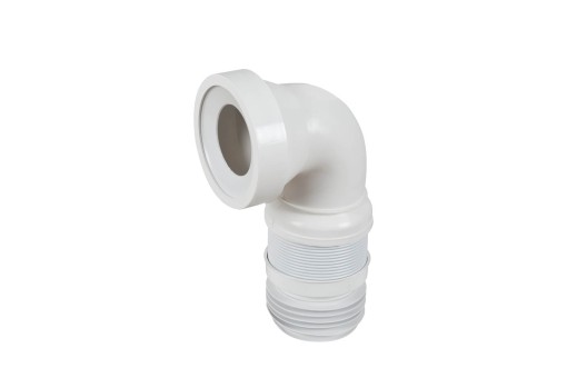 Racord WC cu insertie metalica, extensibil cu cot la 90°, Alb Racord WC cu insertie metalica, extensibil cu cot la 90°, Alb