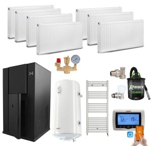 Pachet centrala termica cu peleti KOPH PM 40 kW, 250 mp, buncar peleti ...