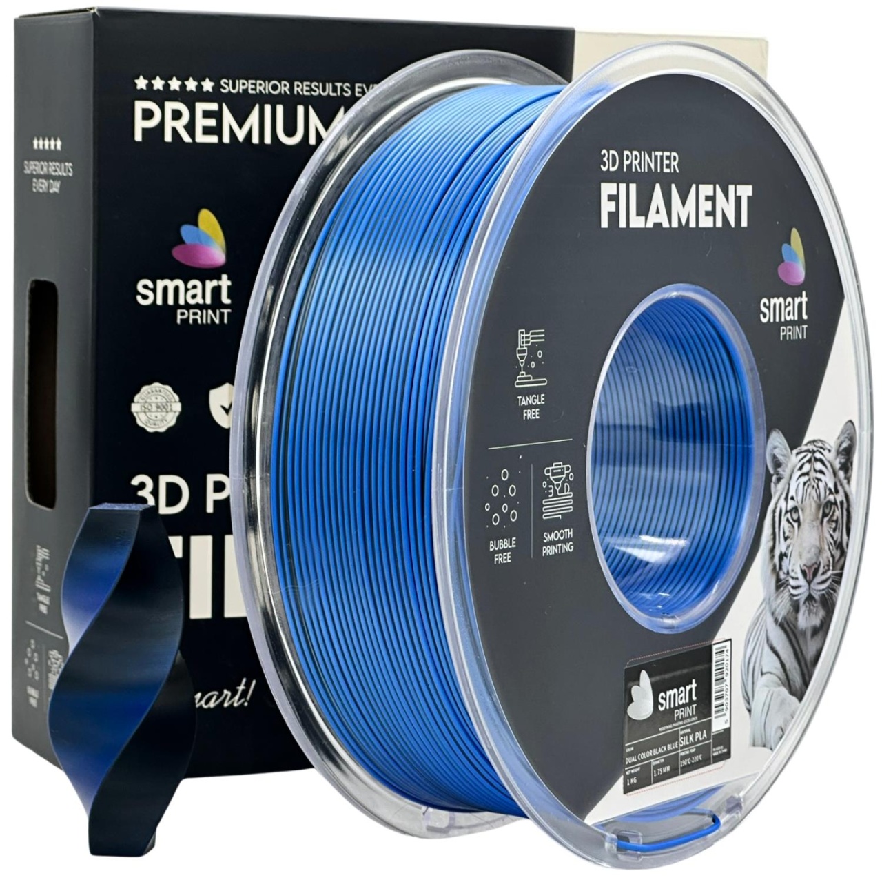Filament Smart Print Silk PLA Dual Color Negru Albastru 1.75 mm 1 kg