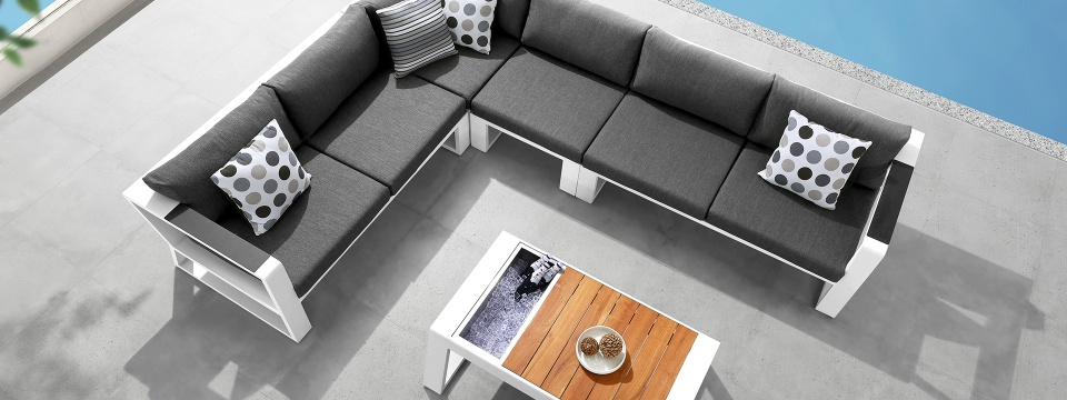 Mobilier de şezut pentru grădină Ravenna - element de colt mijloc Wellis