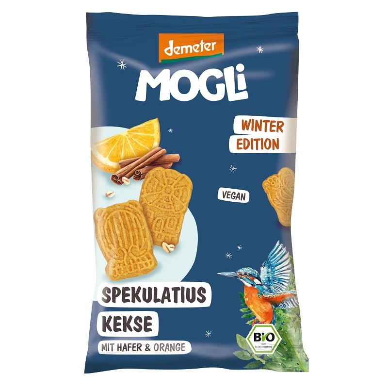 Biscuiti mini Speculos cu scortisoara si portocale eco, 50g, Mogli