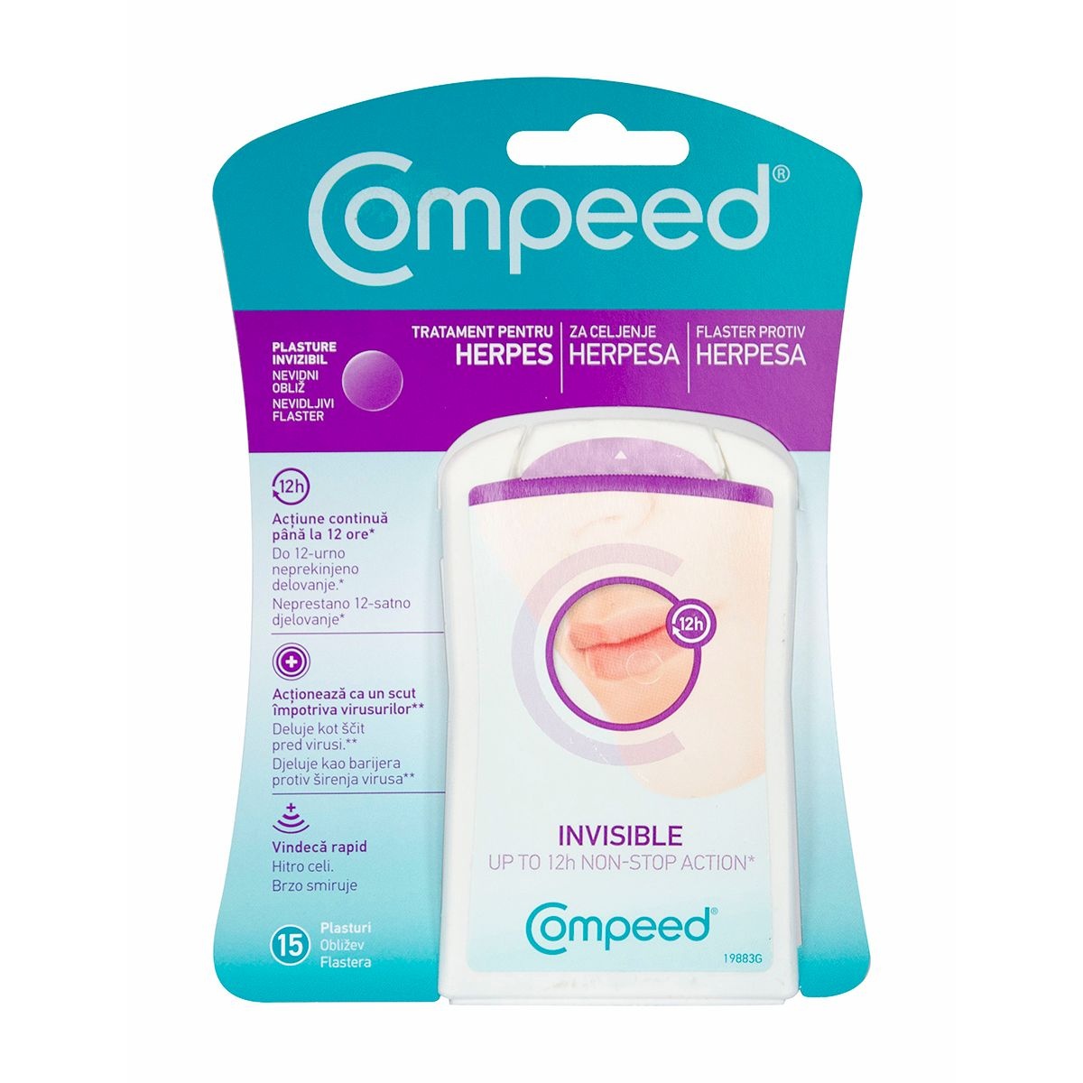 Plasturi tratament pentru herpes, 15 plasturi, Compeed