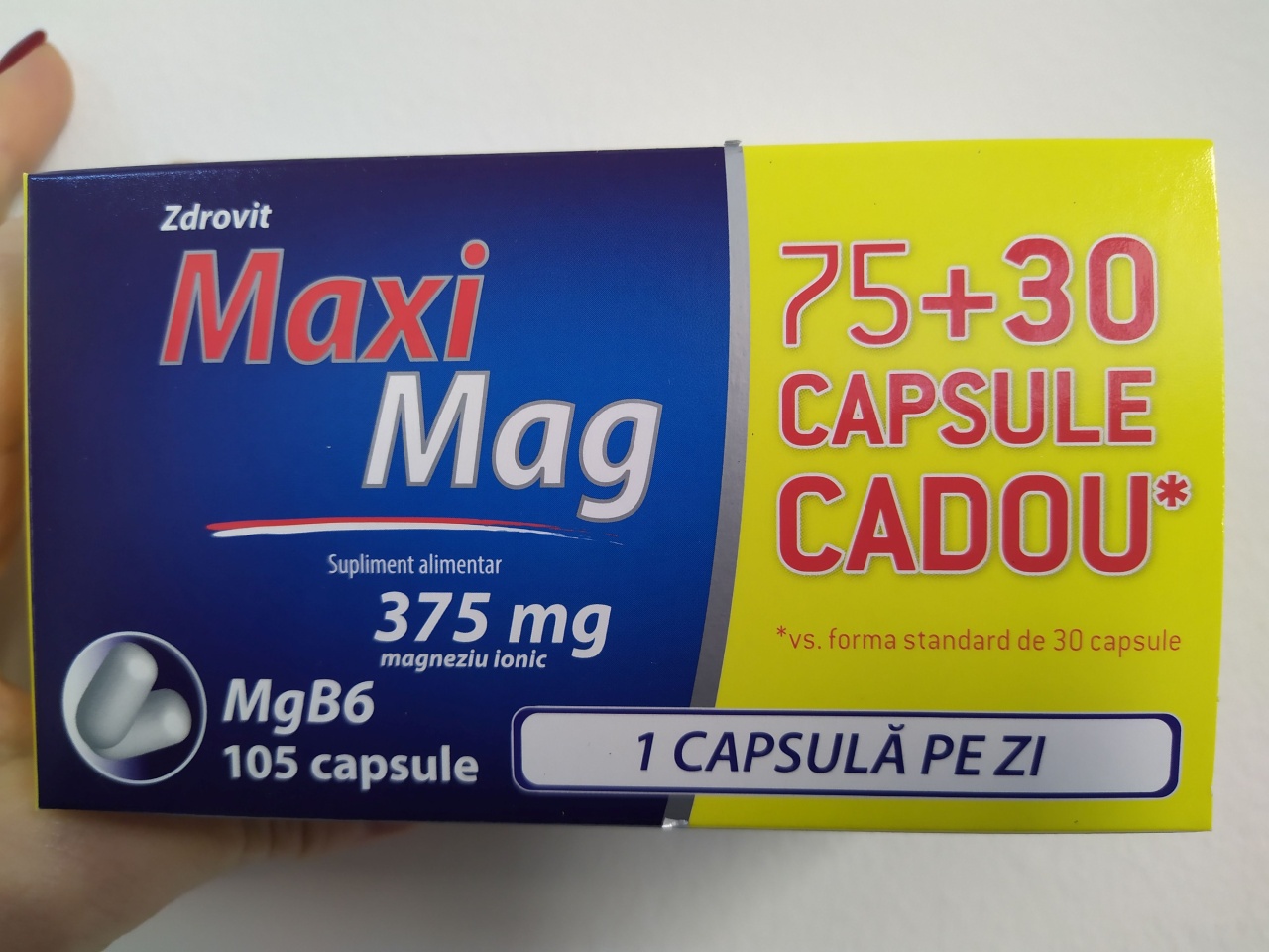 Zdrovit MaxiMag 375mg x 75cps+30cps-cadou