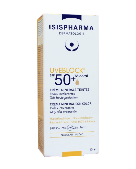 ISIS Crema cu protectie solara UVEBLOCK SPF 50+ Tinted Mineral, 40 ml