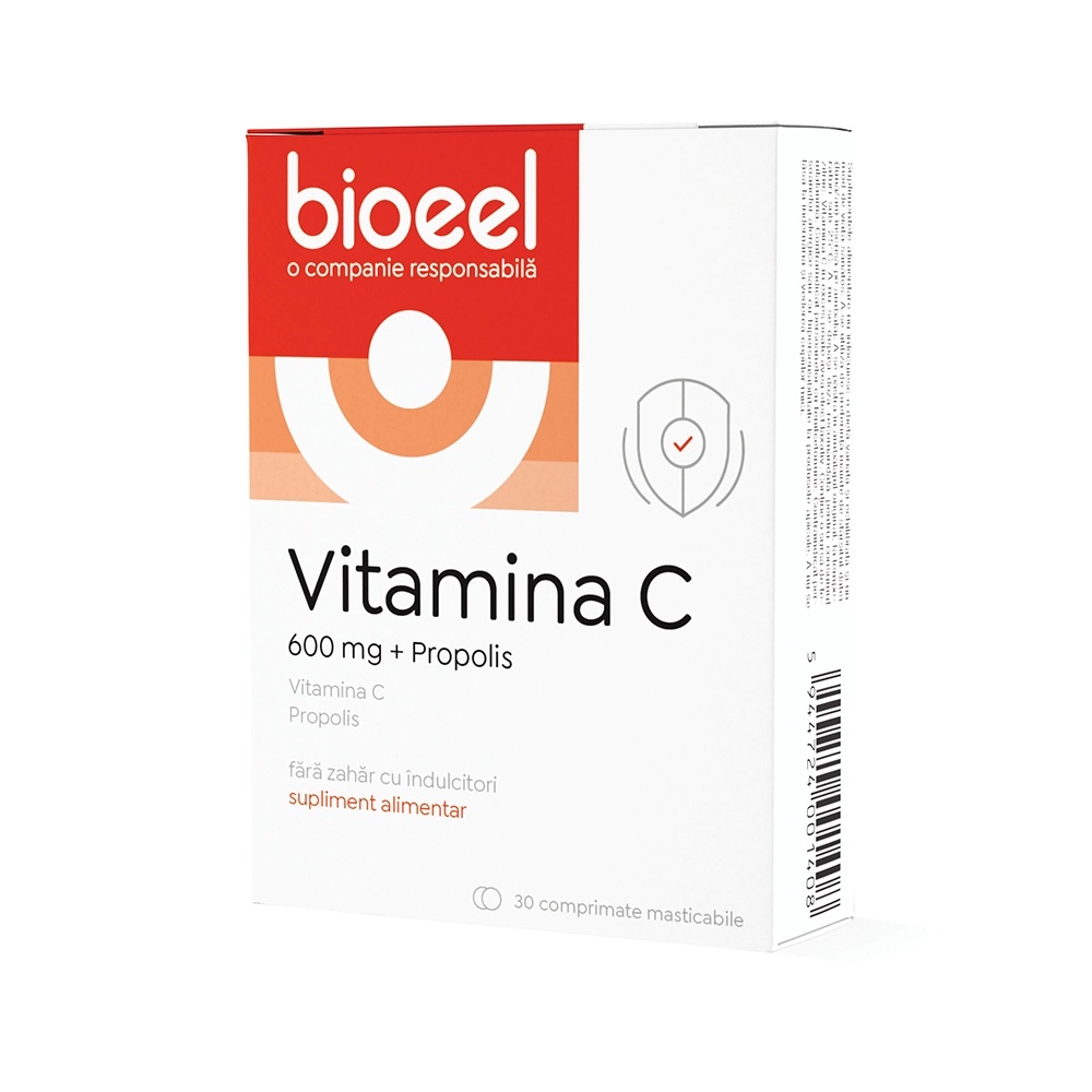 Vitamina C cu propolis 600mg, 30 comprimate masticabile, Bioeel