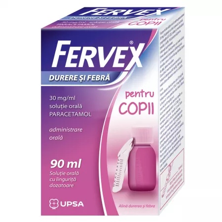 Fervex Durere si Febra pentru copii, 30 mg/ml solutie orala, 90ml, Upsa