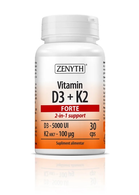 Vitamin D3 + K2 Forte, 30 capsule, Zenyth