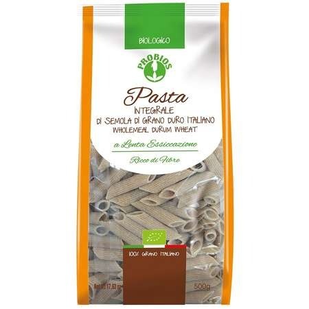 Paste penne bio din grau integral, 500g, Probios