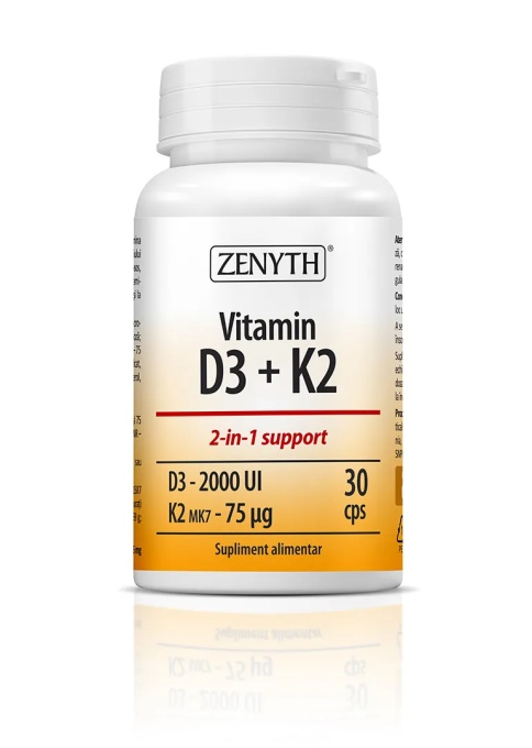 Vitamin D3 + K2, 30 capsule, Zenyth