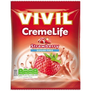 Bomboane cremoase cu capsuni fara zahar, 60g, Vivil