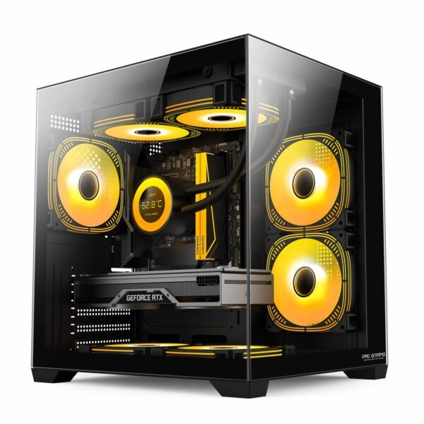 Carcasa Pro Gaming Ambra Black, Cube Tower, M-ATX, fara sursa, 5x ARGB ...