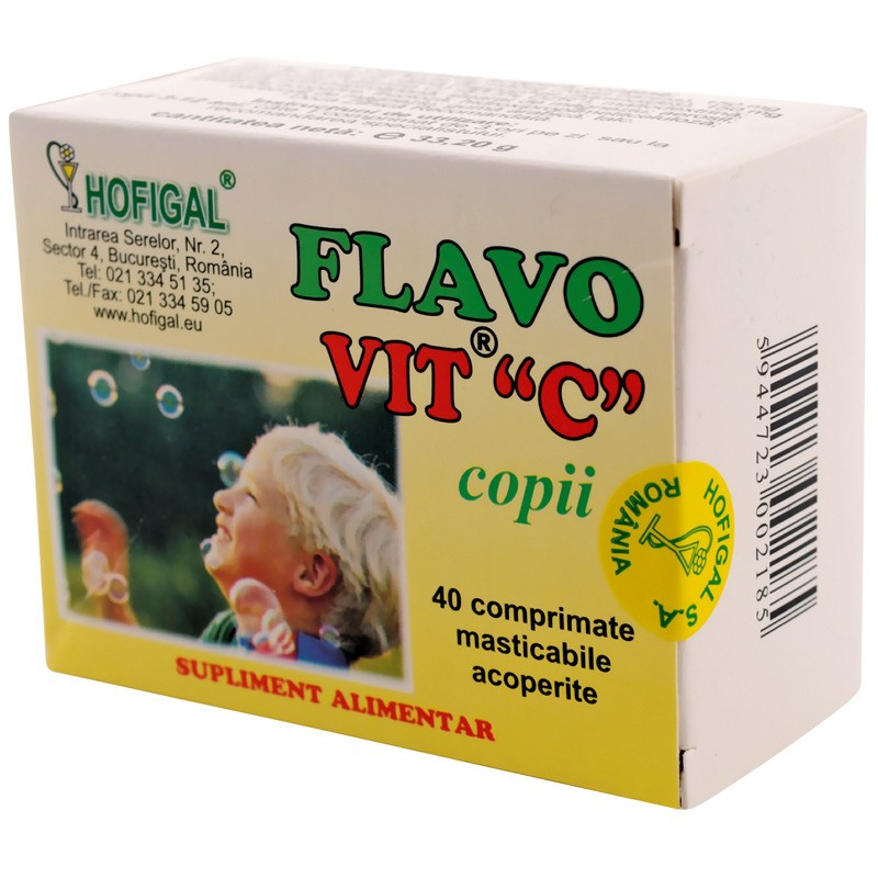 Flavovit C pentru copii (40 comprimate), supliment alimentar, sursa ...