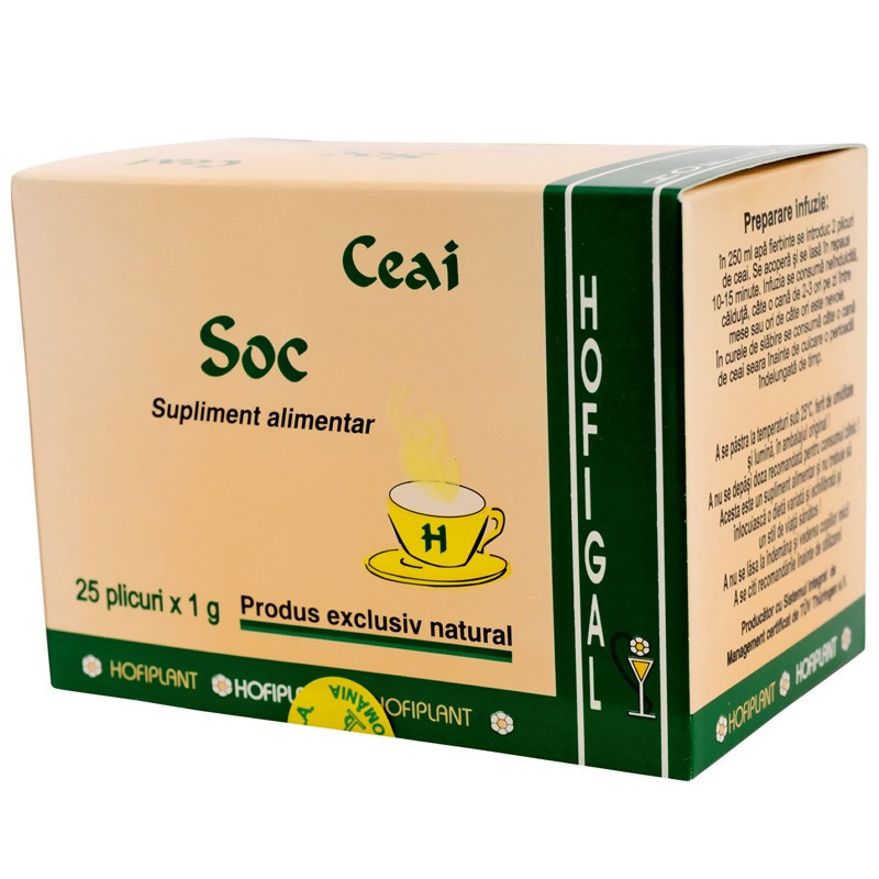 Ceai de soc (25 plic.), ceai natural pentru caile respiratorii, stari ...