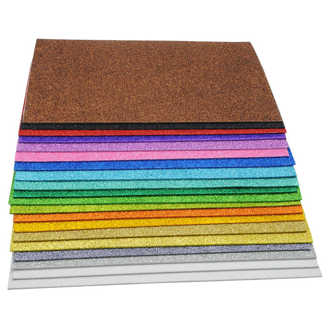 EVA pena glitter A4 samolepljiva crvena