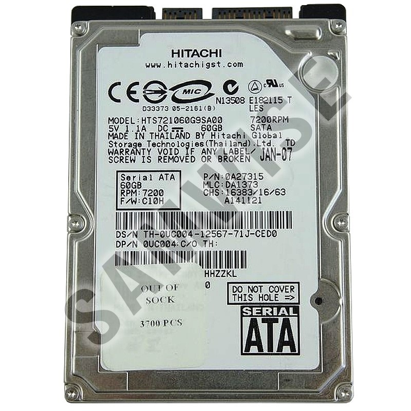 Hard disk 60GB SATA, Hitachi Travelstar, Laptop, Notebook, HTS721060G9SA00