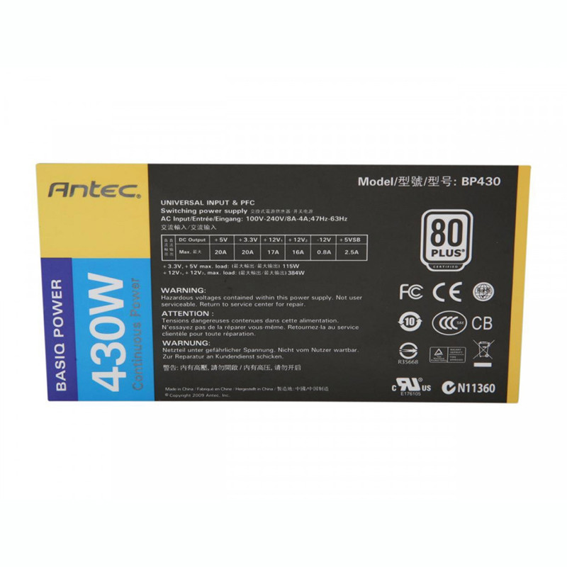 Sursa Antec 430W Basiq BP430, 3x SATA, 4x Molex, 1x 6-pin PCI-E