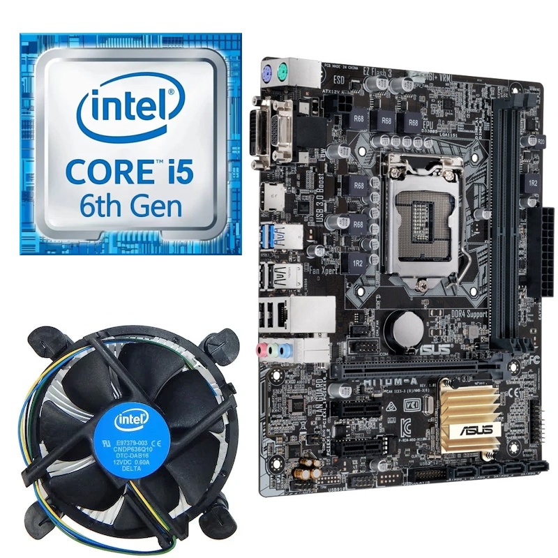 Kit Placa de baza ASUS H110M-A, Intel Core i5 6500 3.2GHz, Cooler inclus