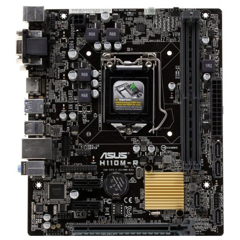 Kit Placa de baza ASUS H110M-R, Intel Core i3 7100T 3.4GHz, Cooler inclus