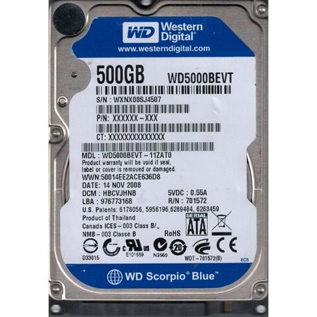 Hard Disk Laptop 500GB WESTERN DIGITAL WD5000BEVT SATA-II