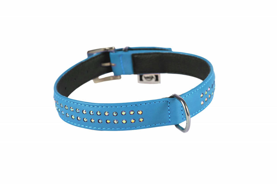 Zgarda piele, cu strass - 50cm