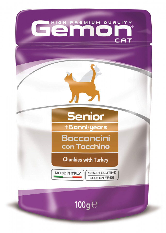 Gemon Senior Chunkies Cat - Hrana umeda completa - Curcan - 100g