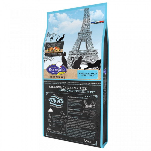Bon Appetit STERILIZED - Somon, Pui si Orez - 2Kg - Hrana completa ...