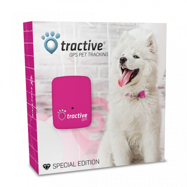 Dispozitiv localizare GPS - Tractive - Design roz cu cristale Swarovski