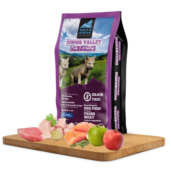 Wolf’s Mountain Junior Valley - Peste & Pui si Fructe & Legume - 12Kg ...